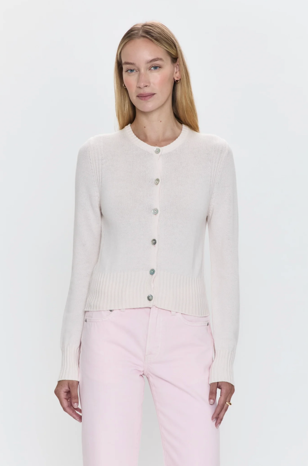 TAYE SHRUNKEN CARDIGAN / BARELY PINK